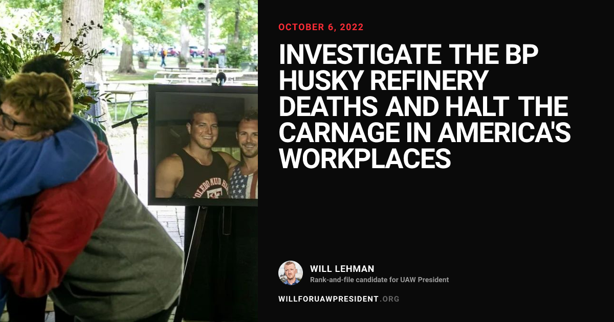 Investigate the BP Husky refinery deaths and halt the carnage in ...